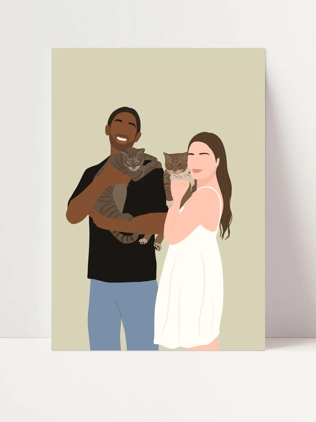 Custom Family Cartoon Portrait: Personalized Faceless Art
