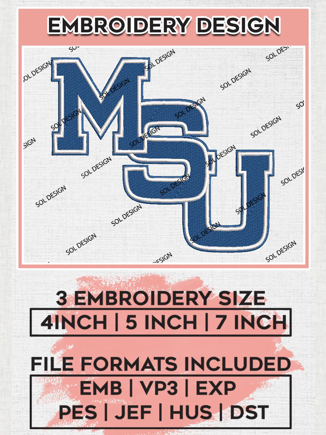 MSU Tigers Team Logo Embroidery Design Files, NCAA Memphis Tigers Team ...