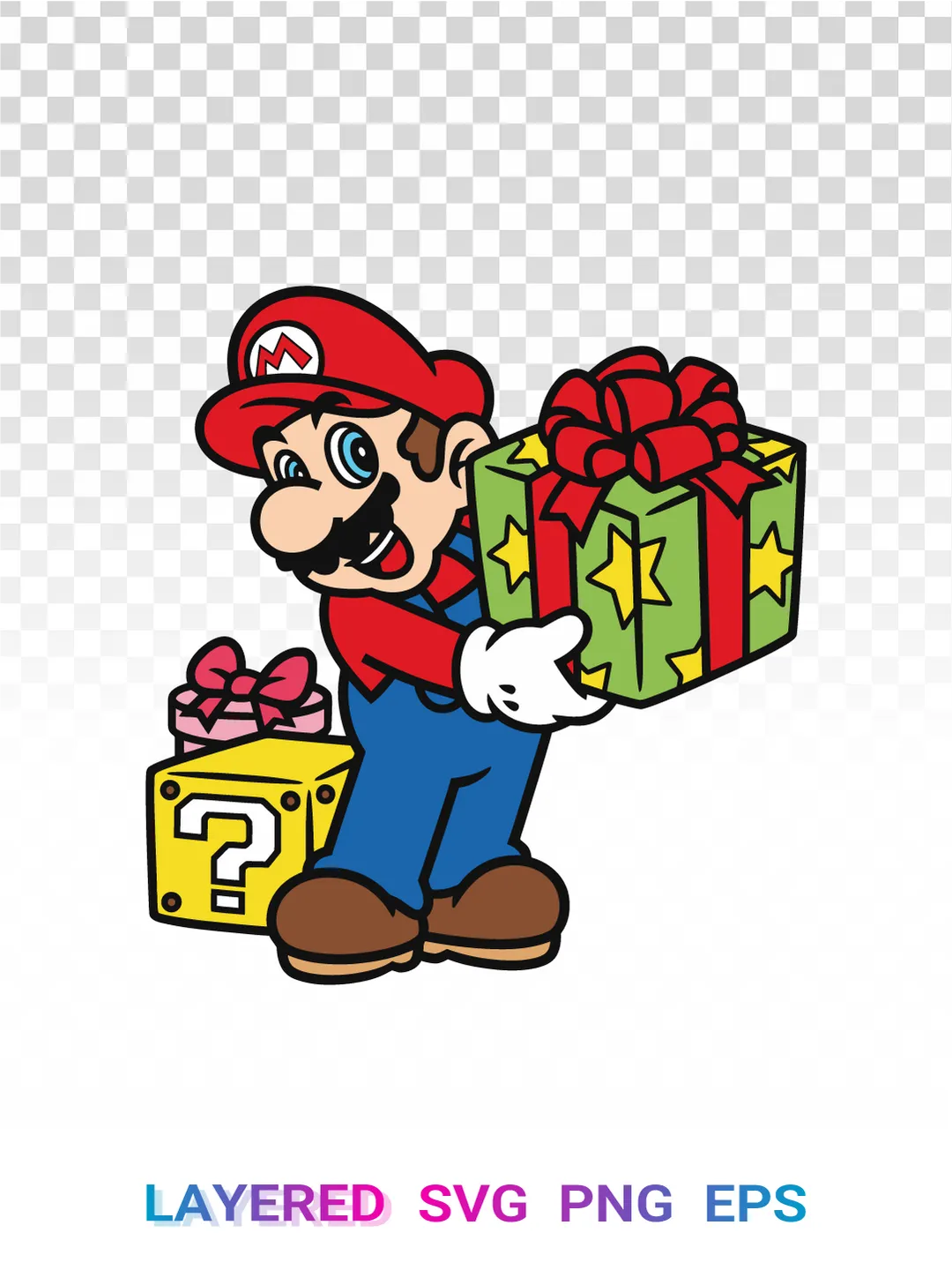 Mario Santa Face PNG, Super Mario Christmas Head SVG Nintendo