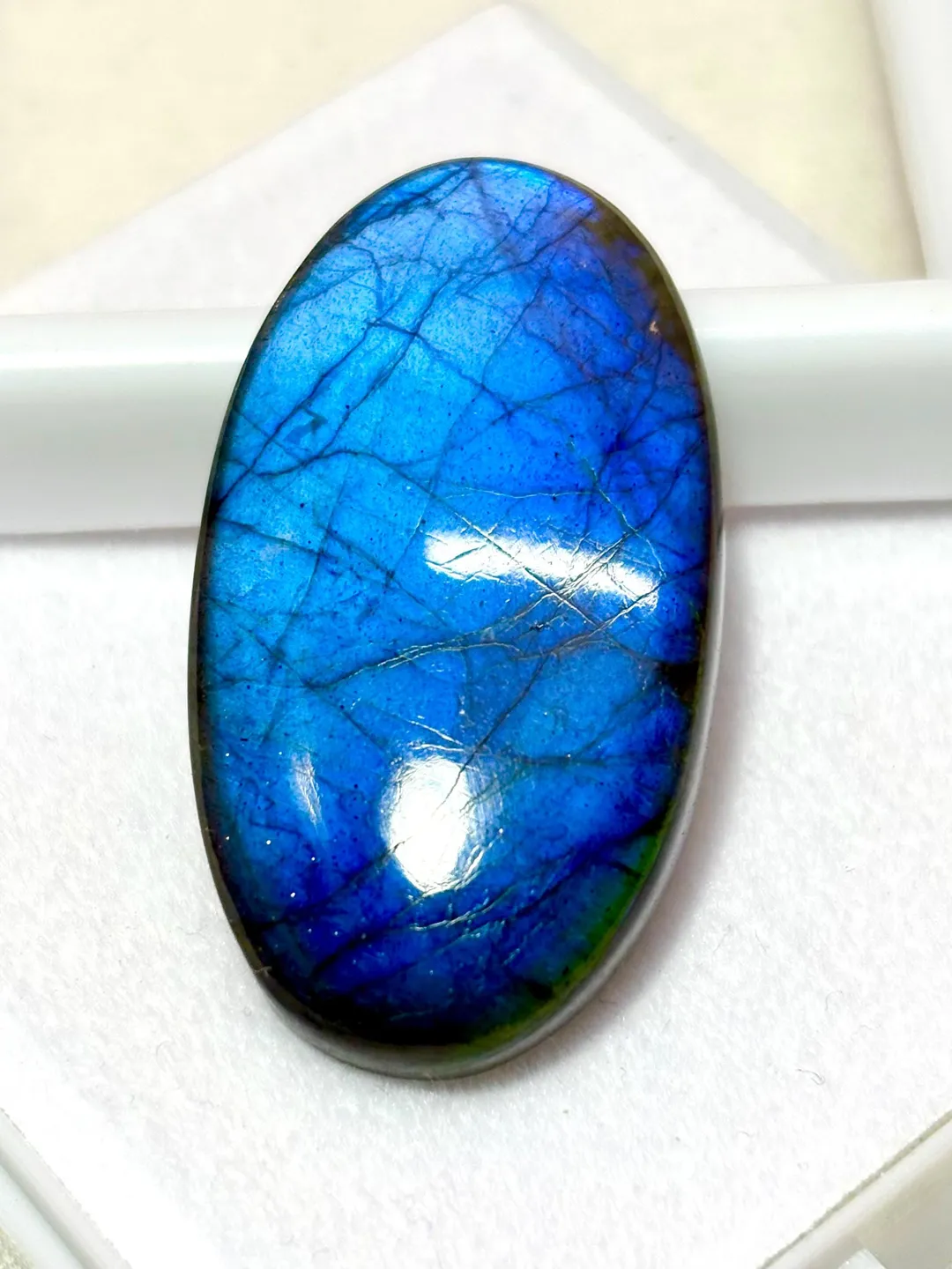 Blue Flash Labradorite Cabochon, Polished Gemstone for Jewelry Making