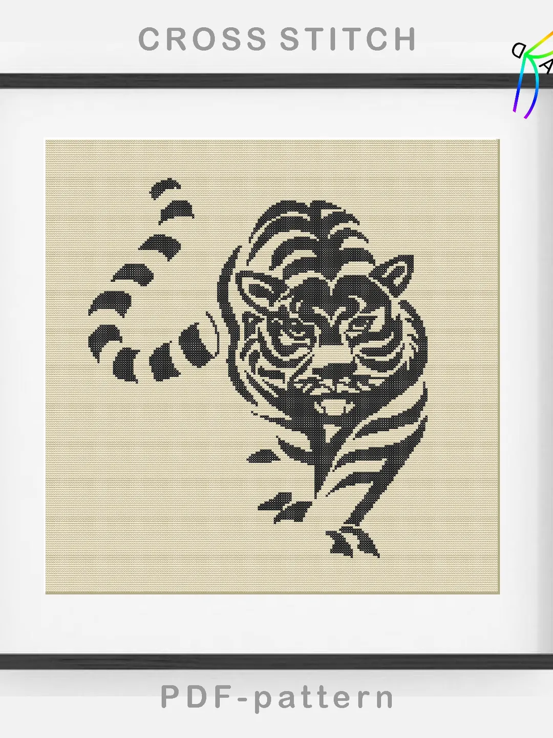 Cross stitch pattern TIGER / Hand embroidery design Digital PDF file