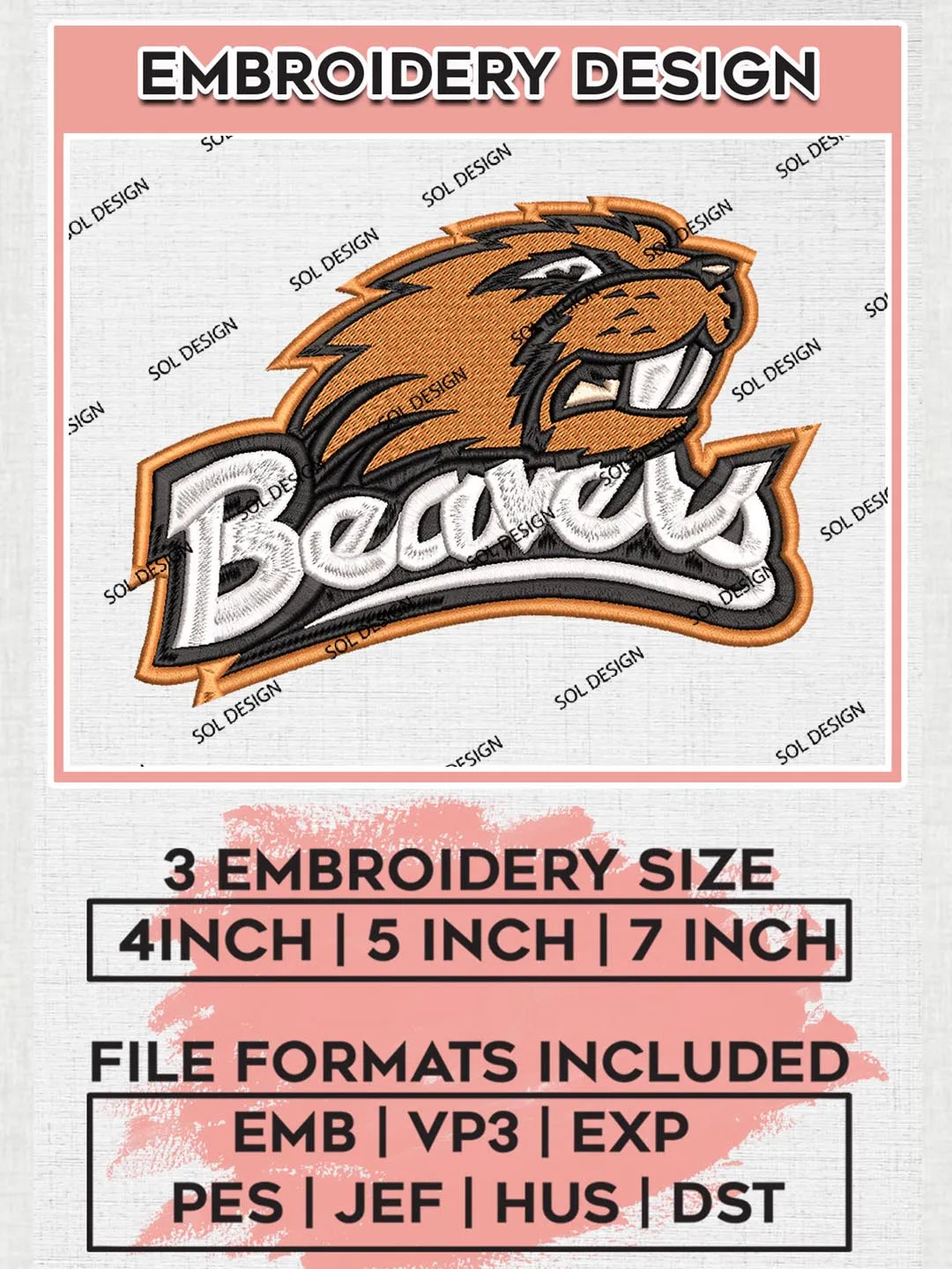 NCAA Beavers Mascot Logo Machine Embroidery Design, NCAA Oregon State ...