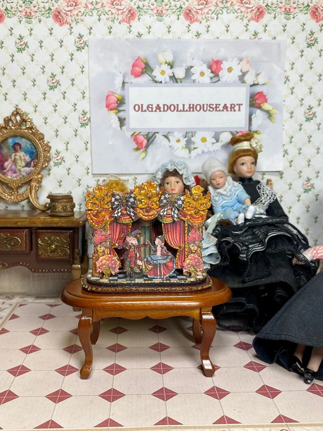 Vintage handmade puppet theater. 1:12. Author's design. miniature ...