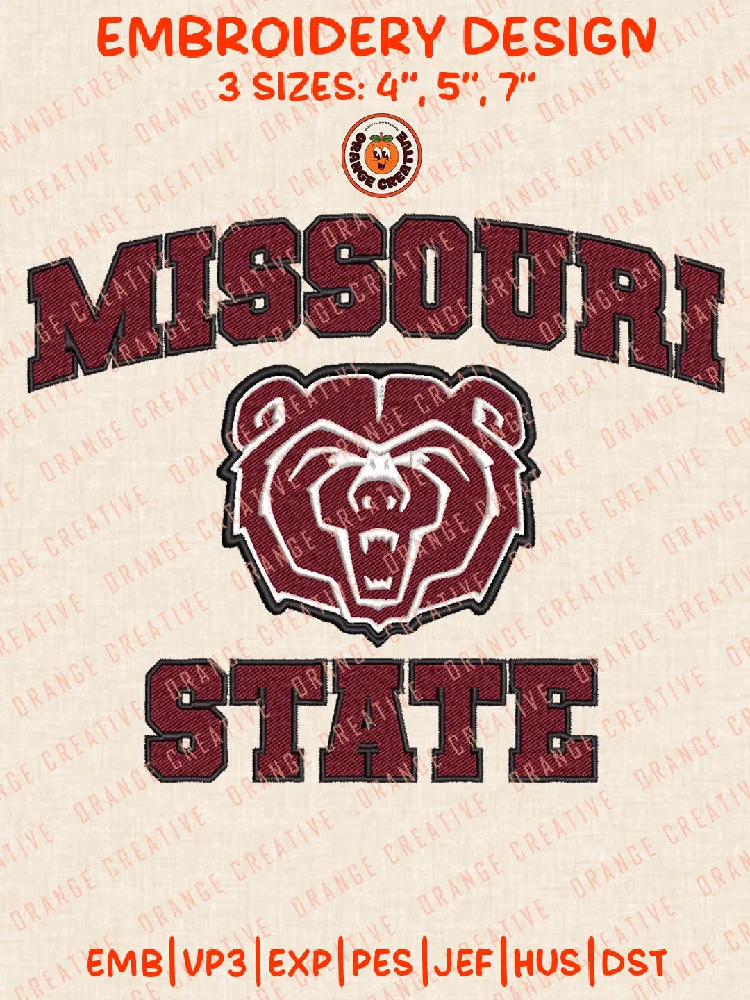 Missouri State Bears Logo Machine Embroidery Design, NCAA Missouri ...