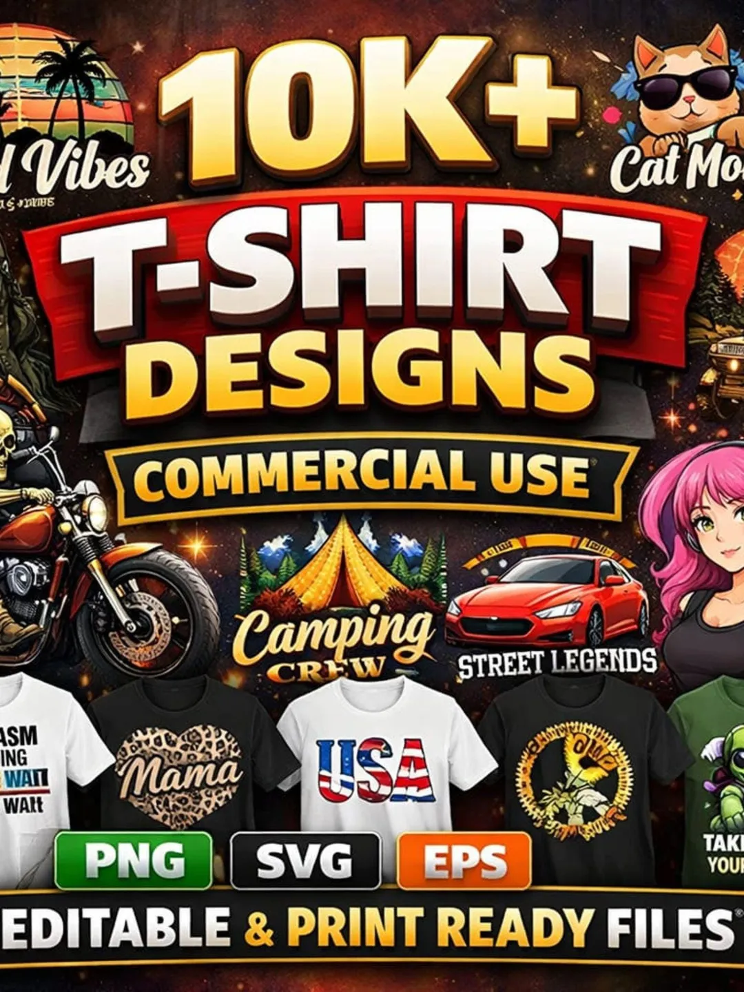 T Shirt Design Mega Bundle 10K+ Graphics, Commercial Use Png Svg Eps ...