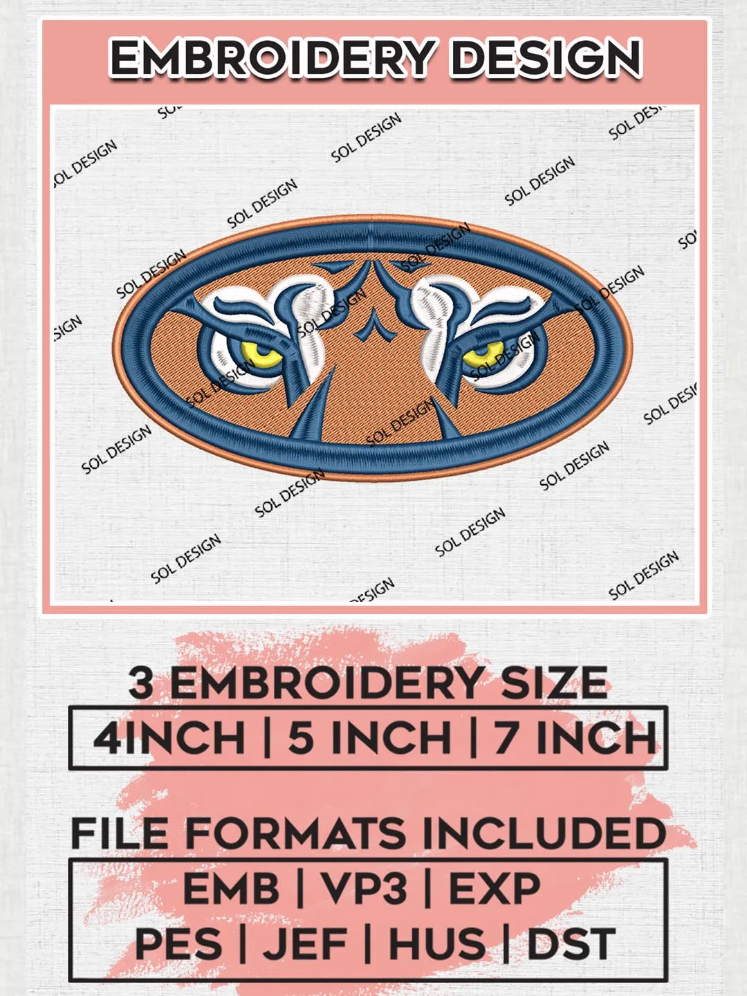 NCAA Auburn Tigers Team Eye Mascot Logo Machine Embroidery Design, NCAA ...