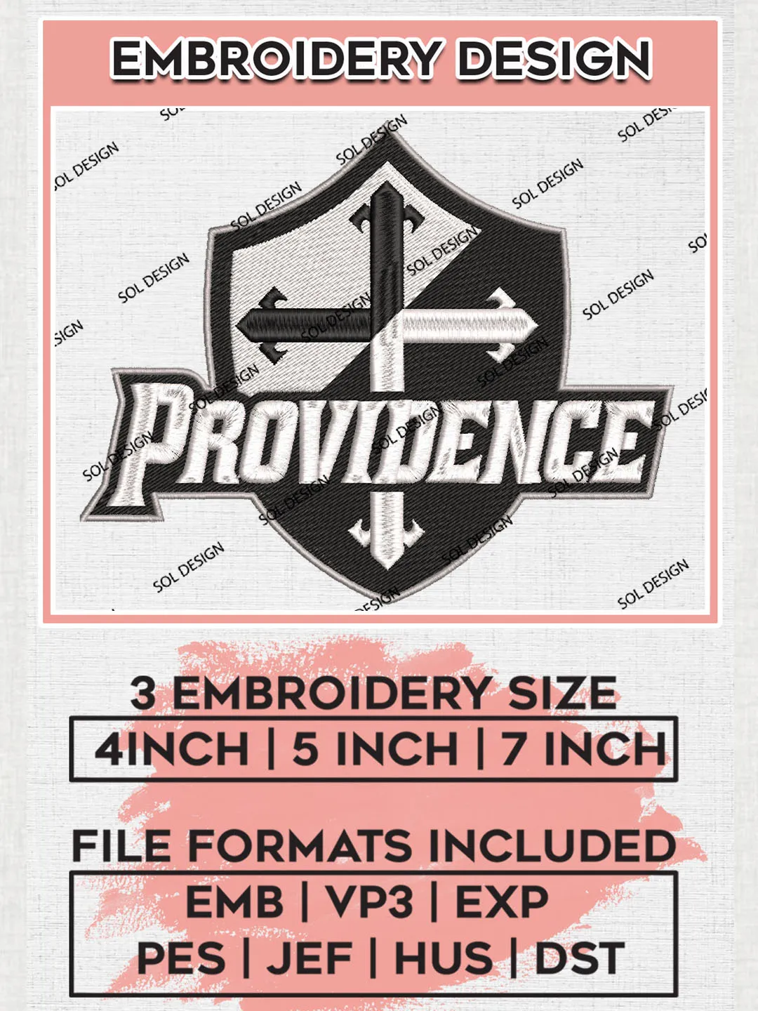 NCAA Providence College Team Wordmark Logo Embroidery Design Files ...
