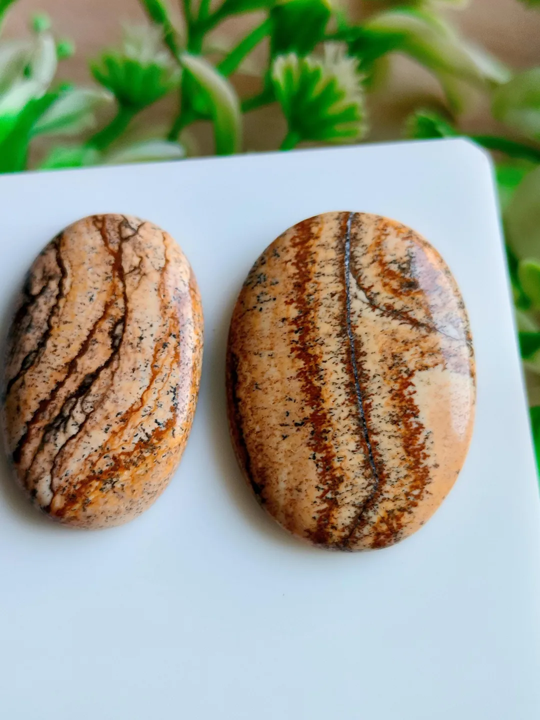 Natural Picture Jasper Cabochon, Earthy Landscape Gemstone for Jewelry