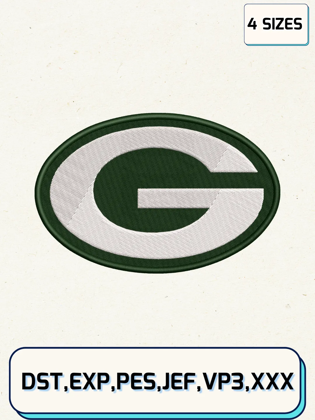 Green Bay Packers Alternate Logos Embroidery Design Files, NFL Logos ...