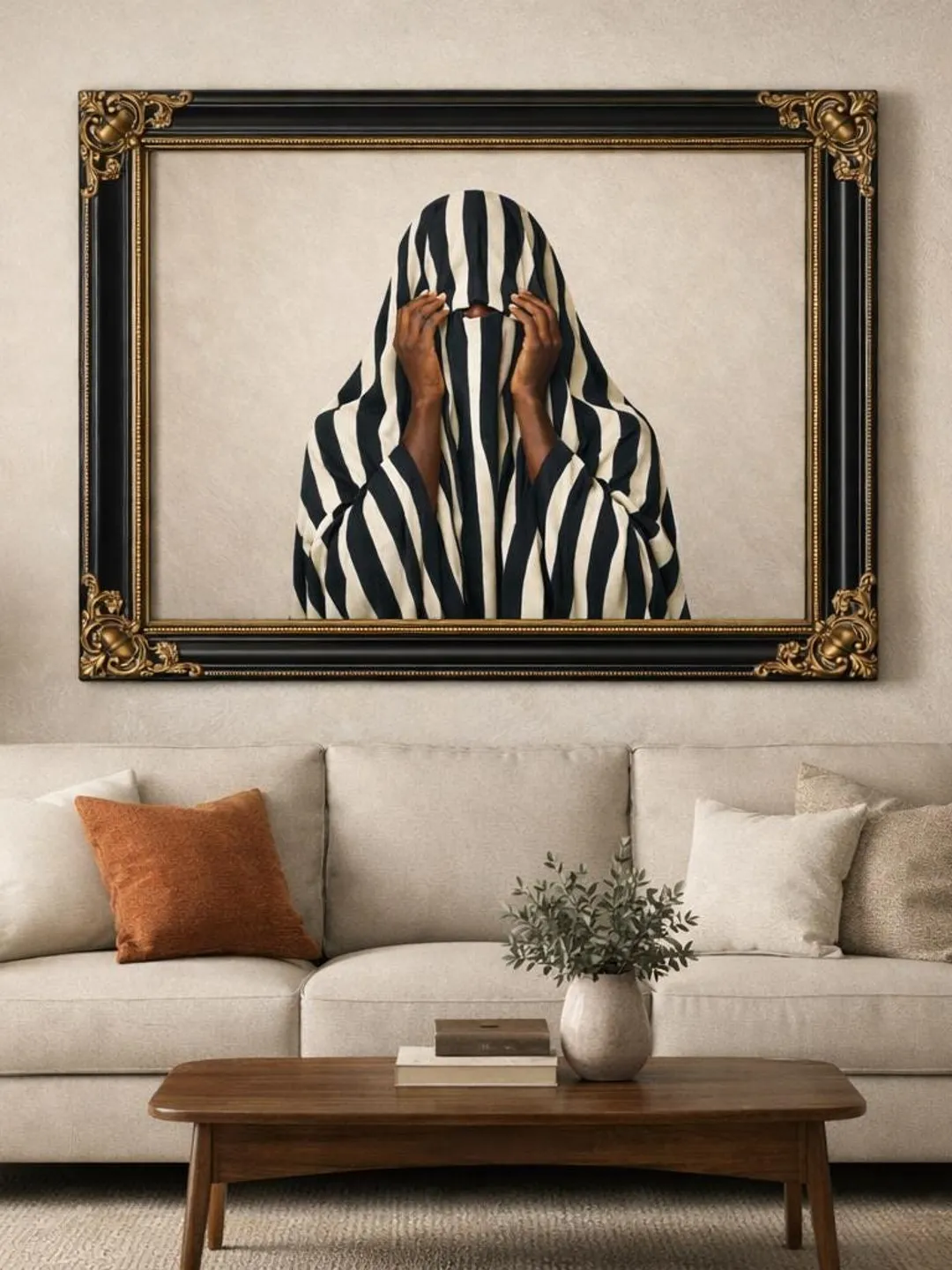 Black and White Striped Portrait Art Print – Minimalist Conceptual ...