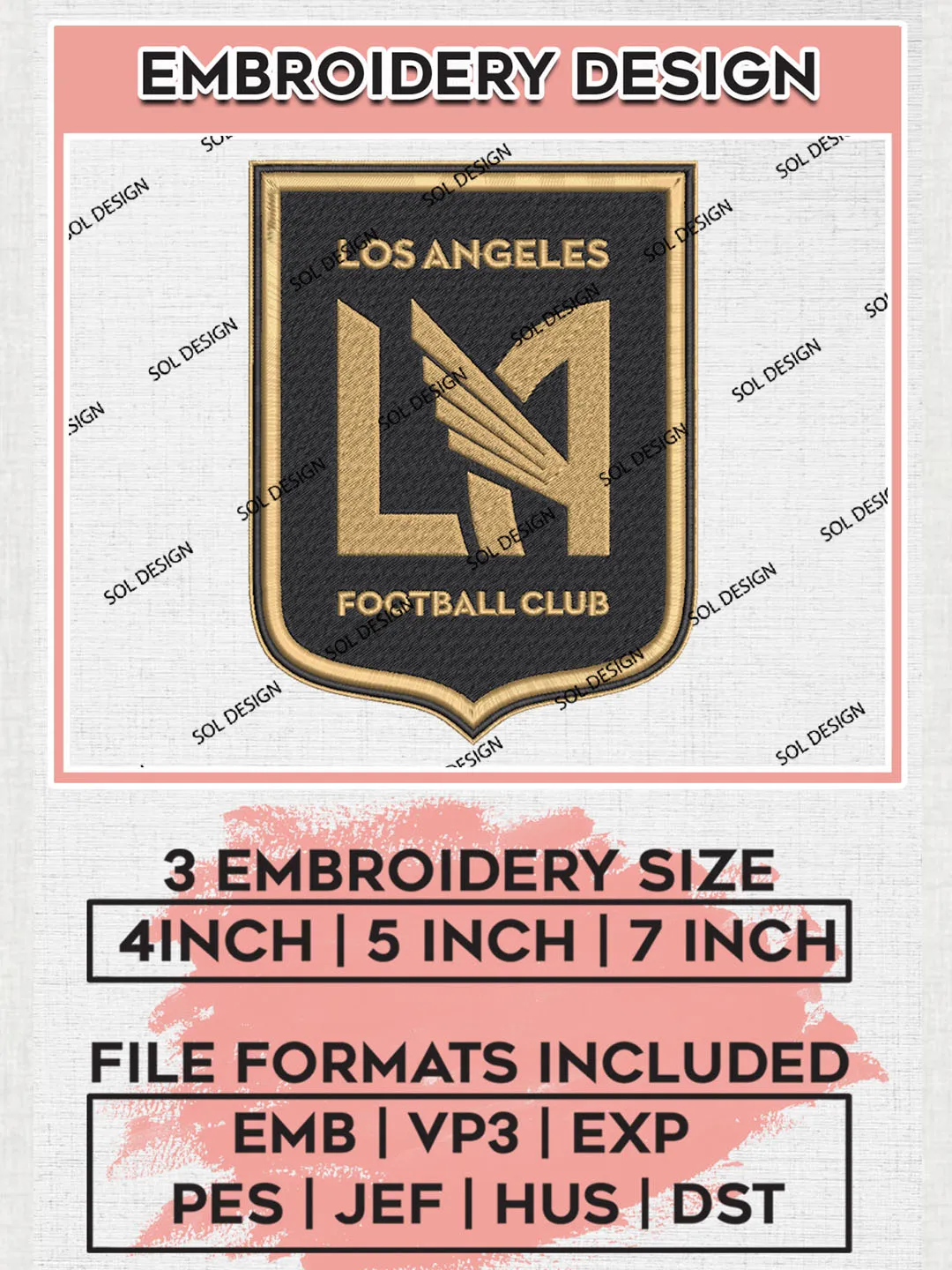 Los Angeles Football Club Embroidery Designs, MLS Embroidery files, Los ...