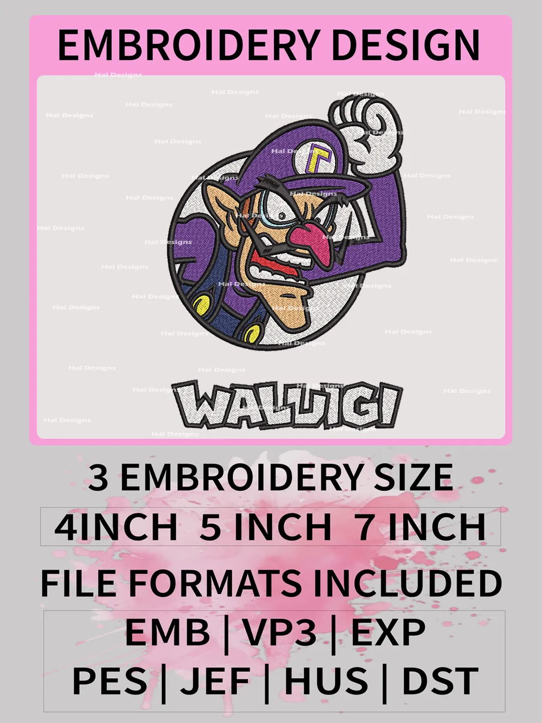Waluigi Embroidery Design files, Super Mario Machine Embroidery Designs ...