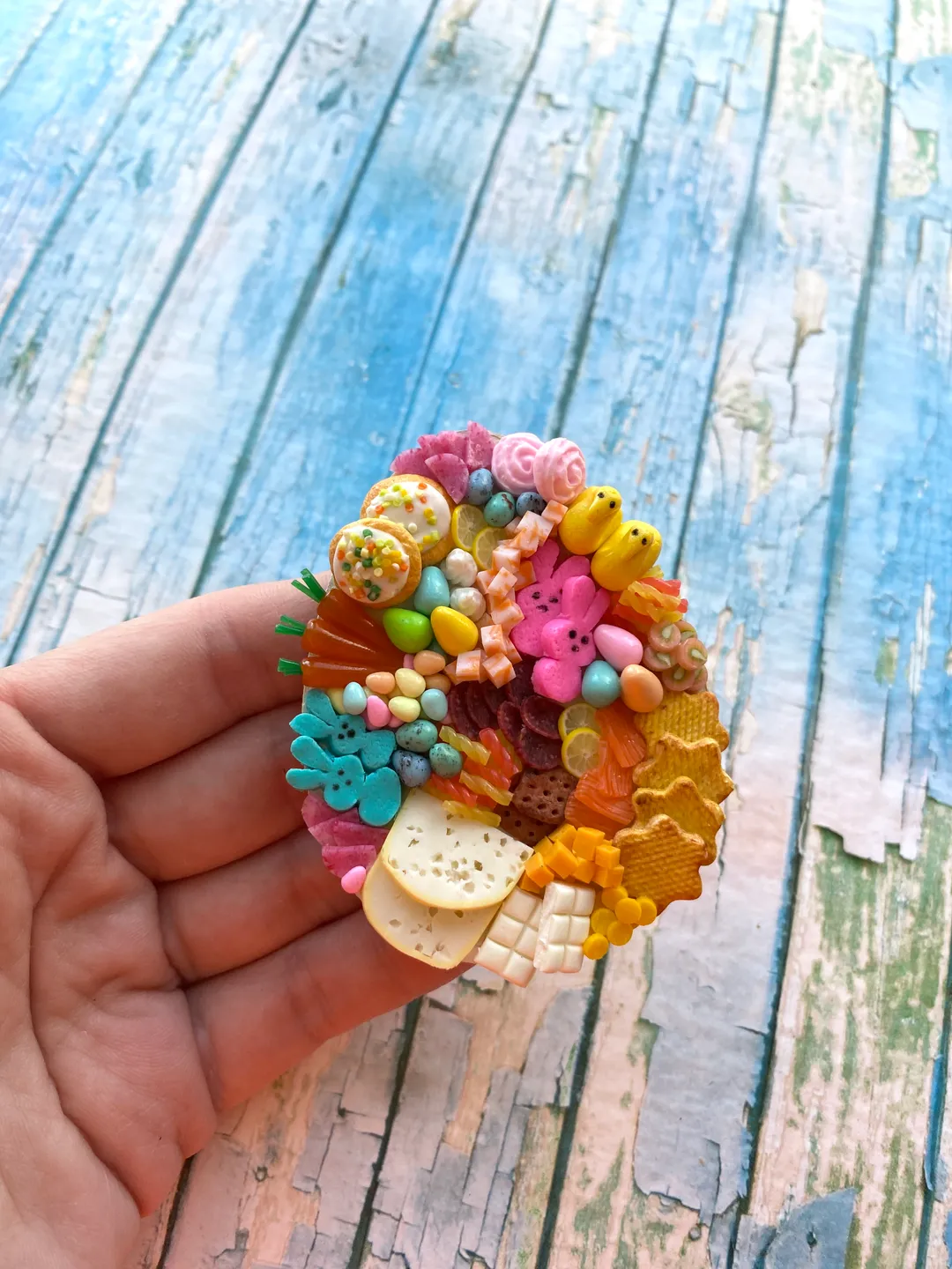 Magnet Miniature Easter Charcuterie Board with polymer clay Souvenir