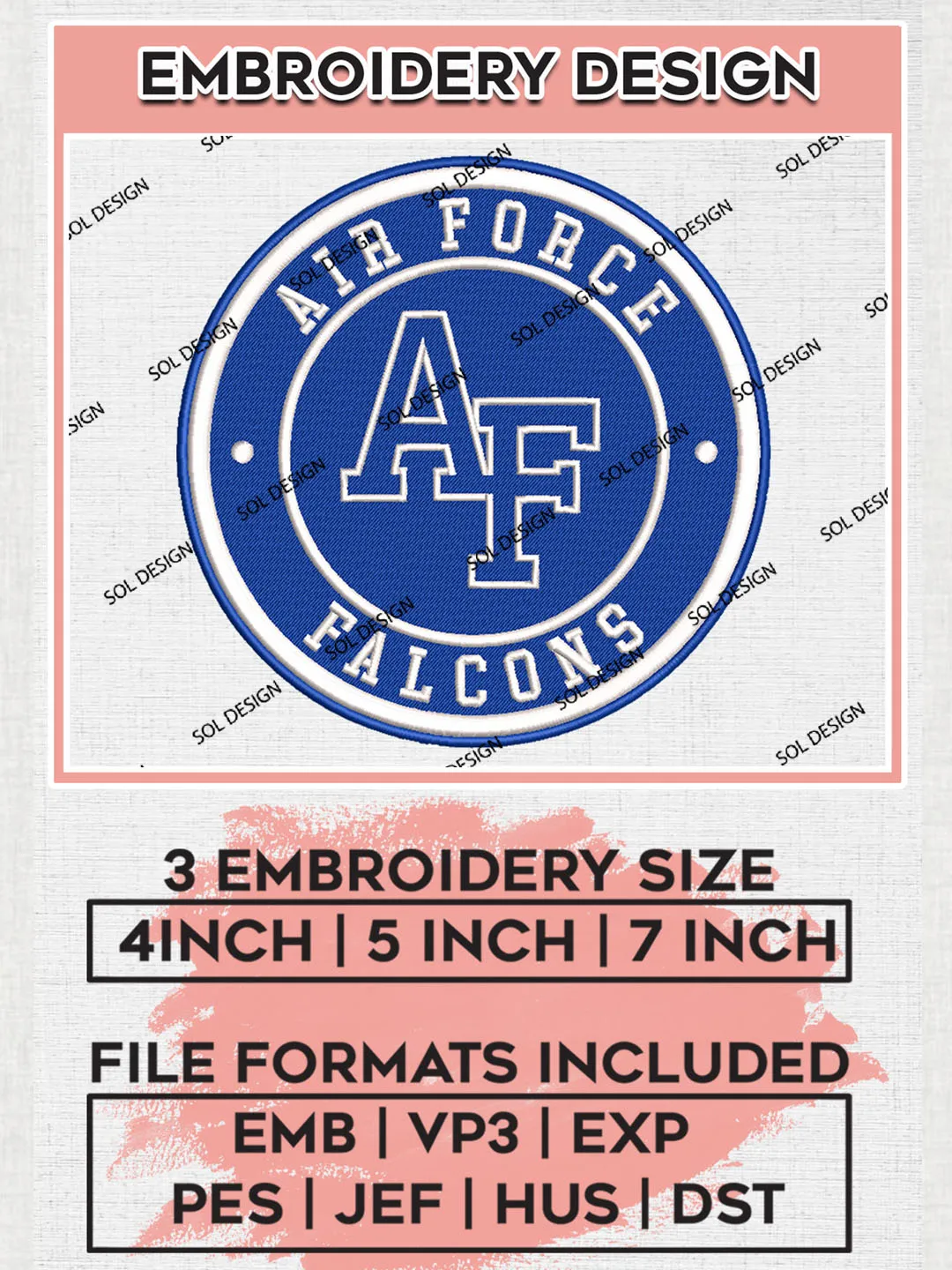 NCAA Air Force Falcons Round Logo Embroidery, NCAA Air Force Falcons ...