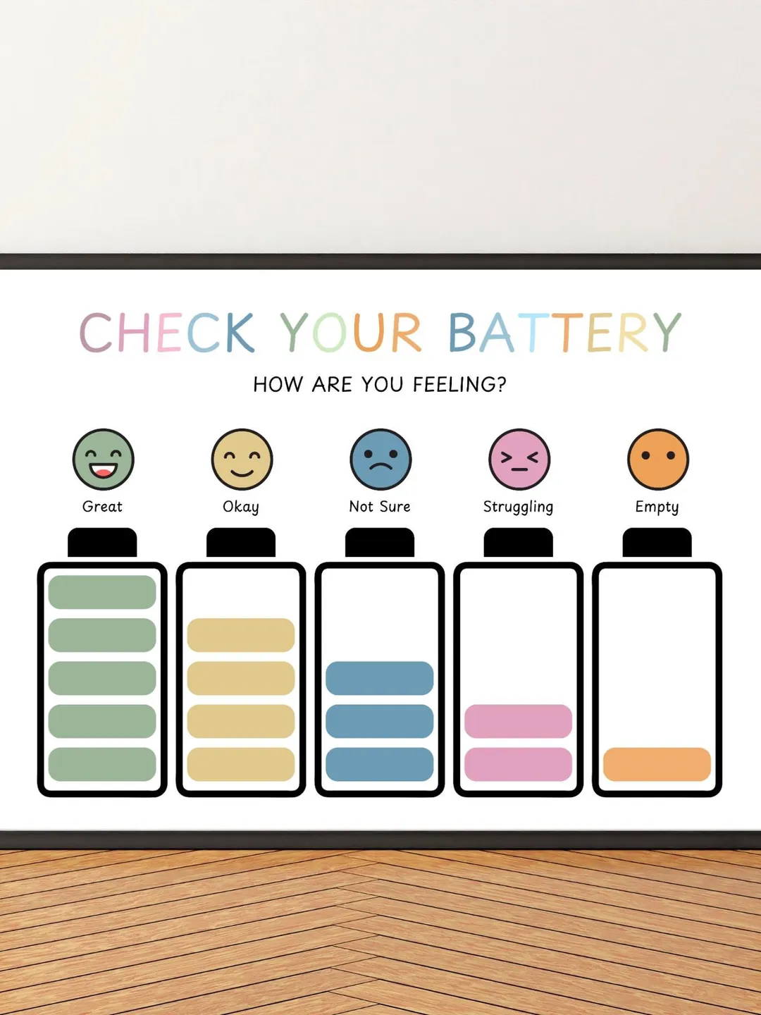 Kids Feelings Chart Poster • Check Your Battery Mood (Digital Download)