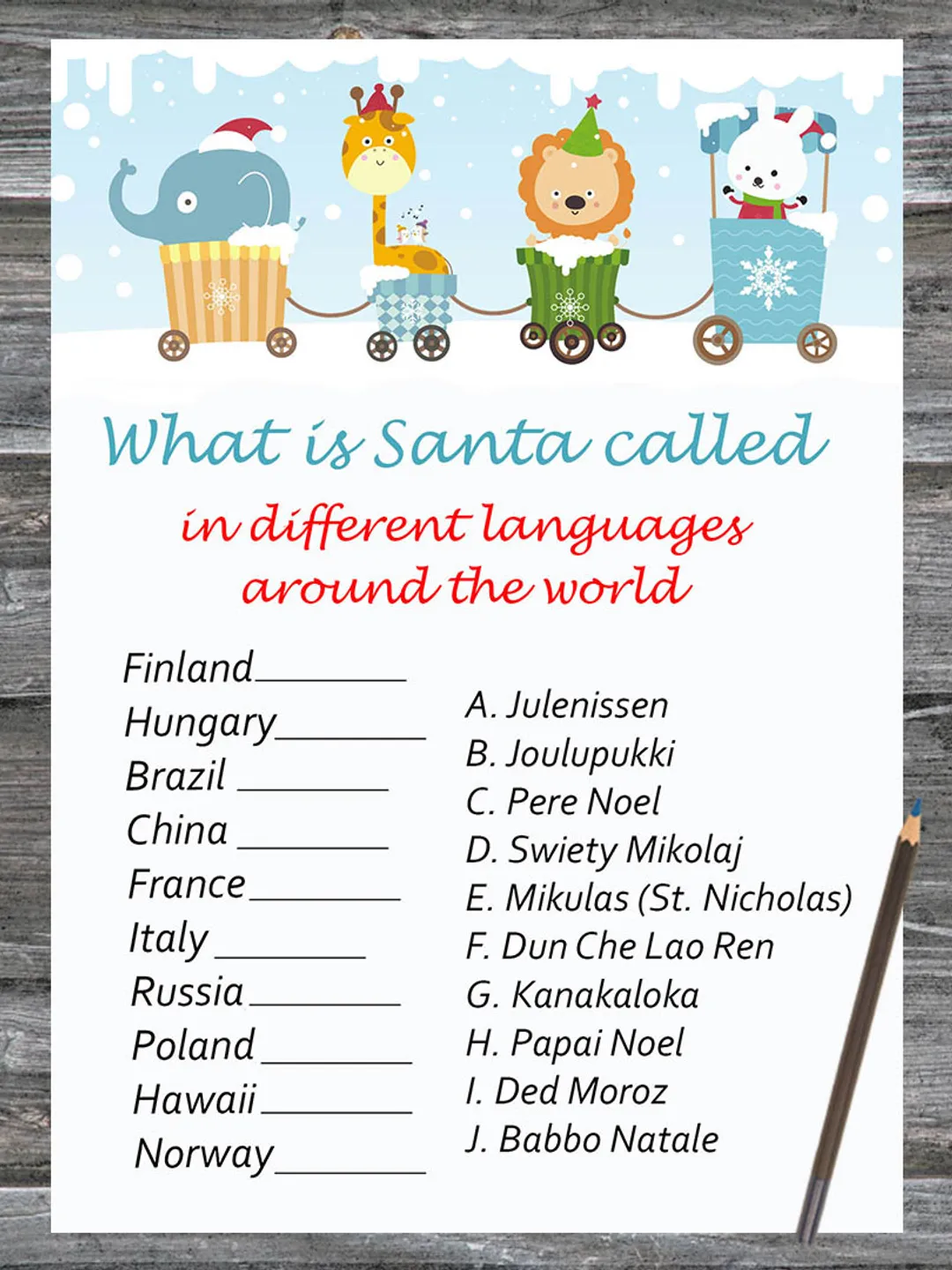 Christmas party games,Christmas Around the World Game Printable ...