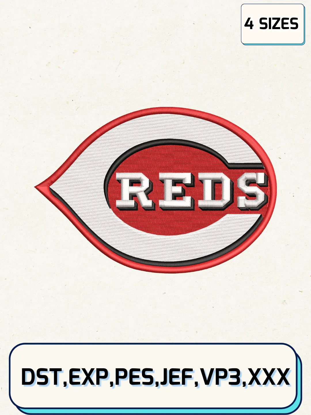 Cincinnati Reds Cap Logos Embroidery Design Files, MLB Logos Embroidery ...