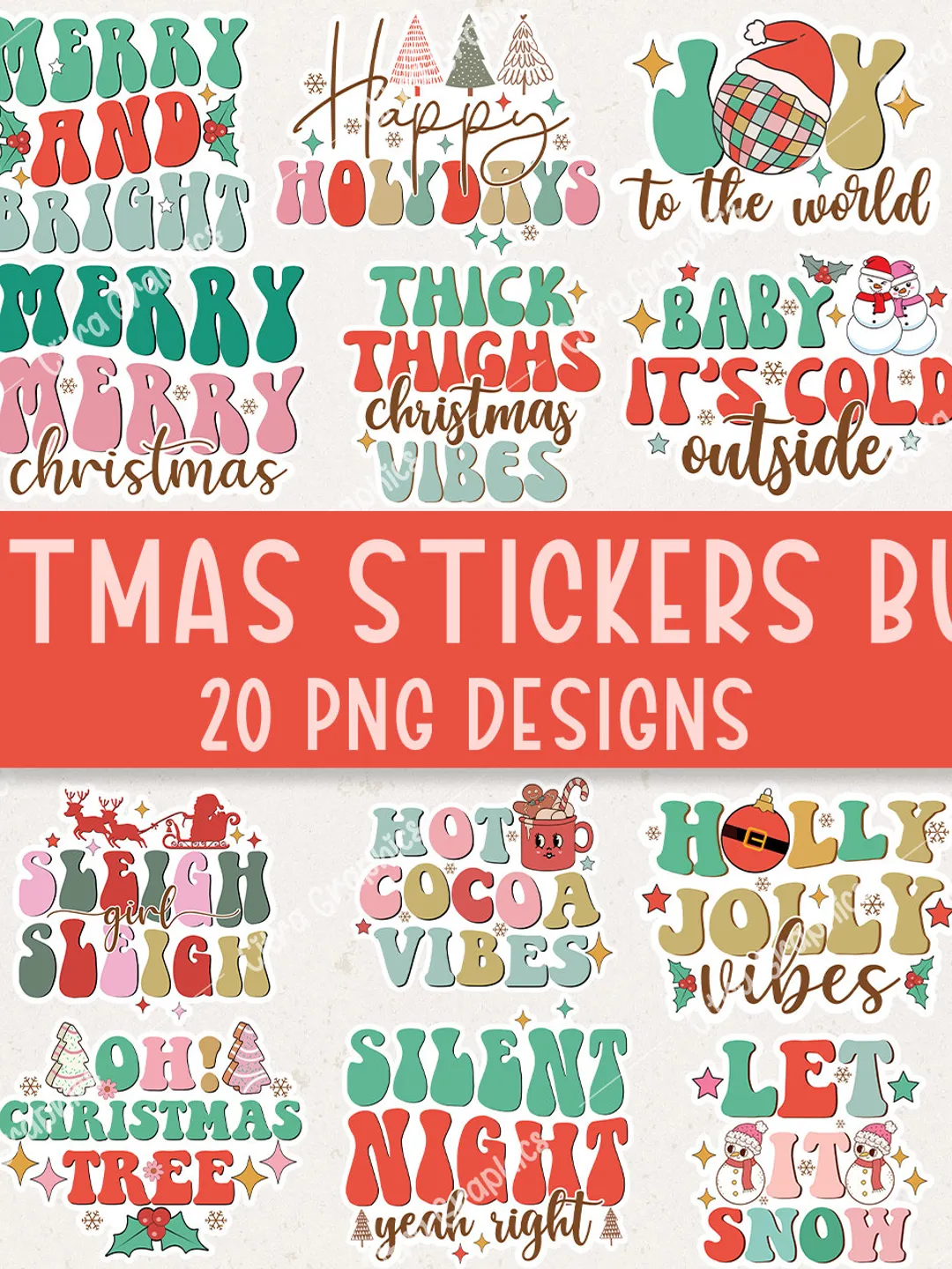 Delicious Christmas stickers pack. Print and cut
