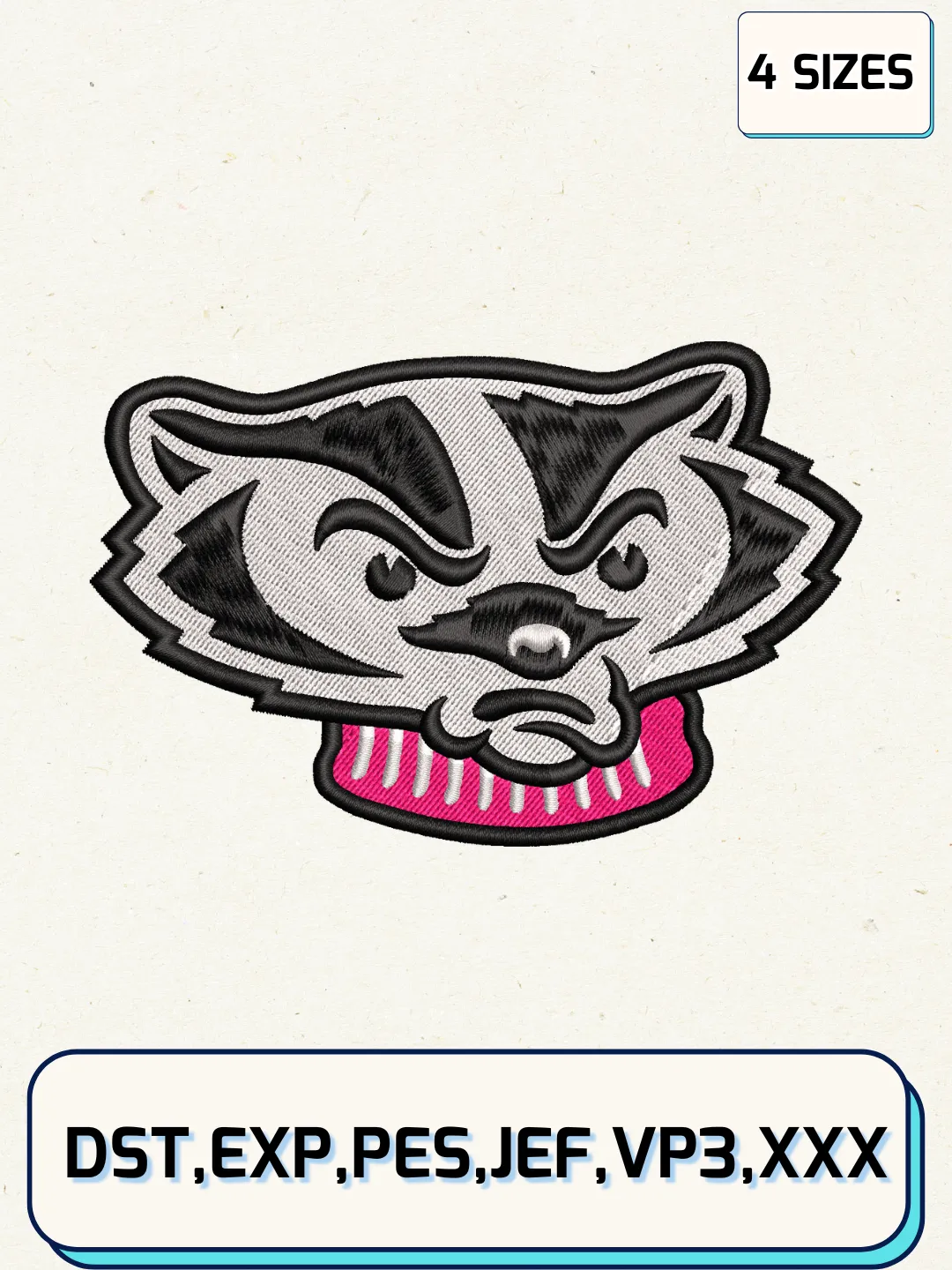 Wisconsin Badgers Mascot Embroidery Design Files, NCAA Logos Embroidery ...
