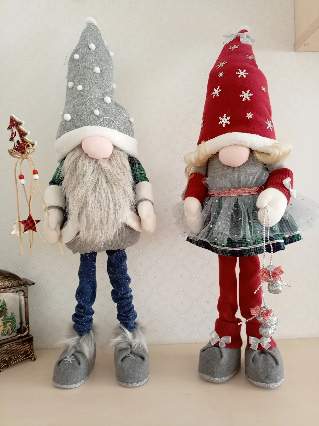 Cute denim gnome. Textile interior gnome. Christmas decor Fireplace ...