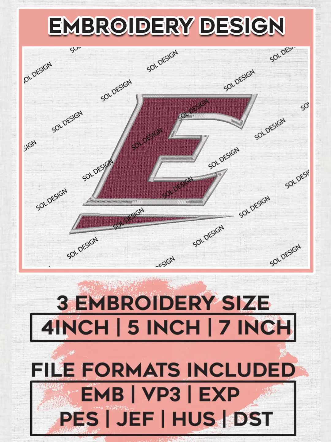 Eastern Kentucky Colonels Team E Letter Logo embroidery designs, NCAA ...