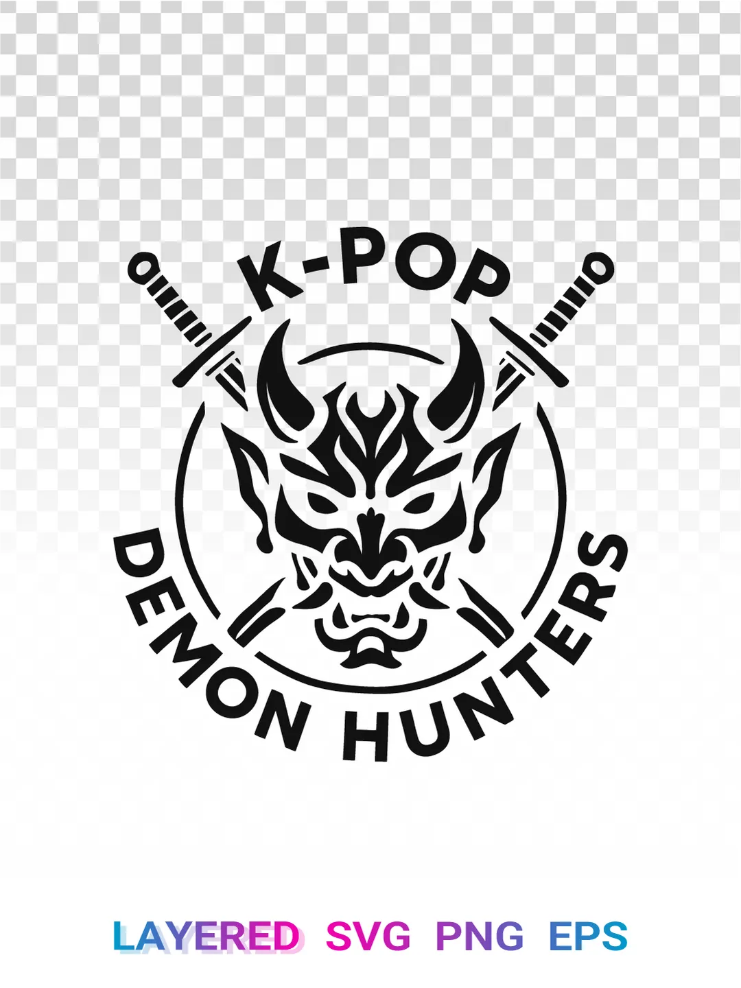 Derpy Blue Tiger Face SVG, K-Pop Demon Hunters PNG Cricut