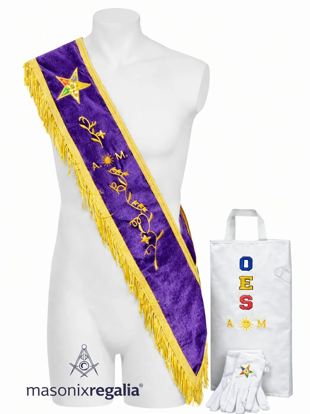OES Associate Matron Sash – Masonic AM Purple Velvet Sash with Case ...