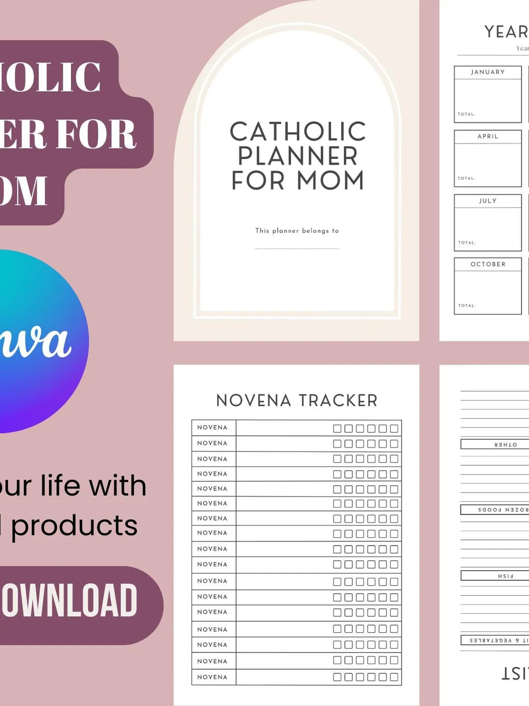 Catholic Mom Planner: Faith-Based Digital Organizer with Feast Days ...