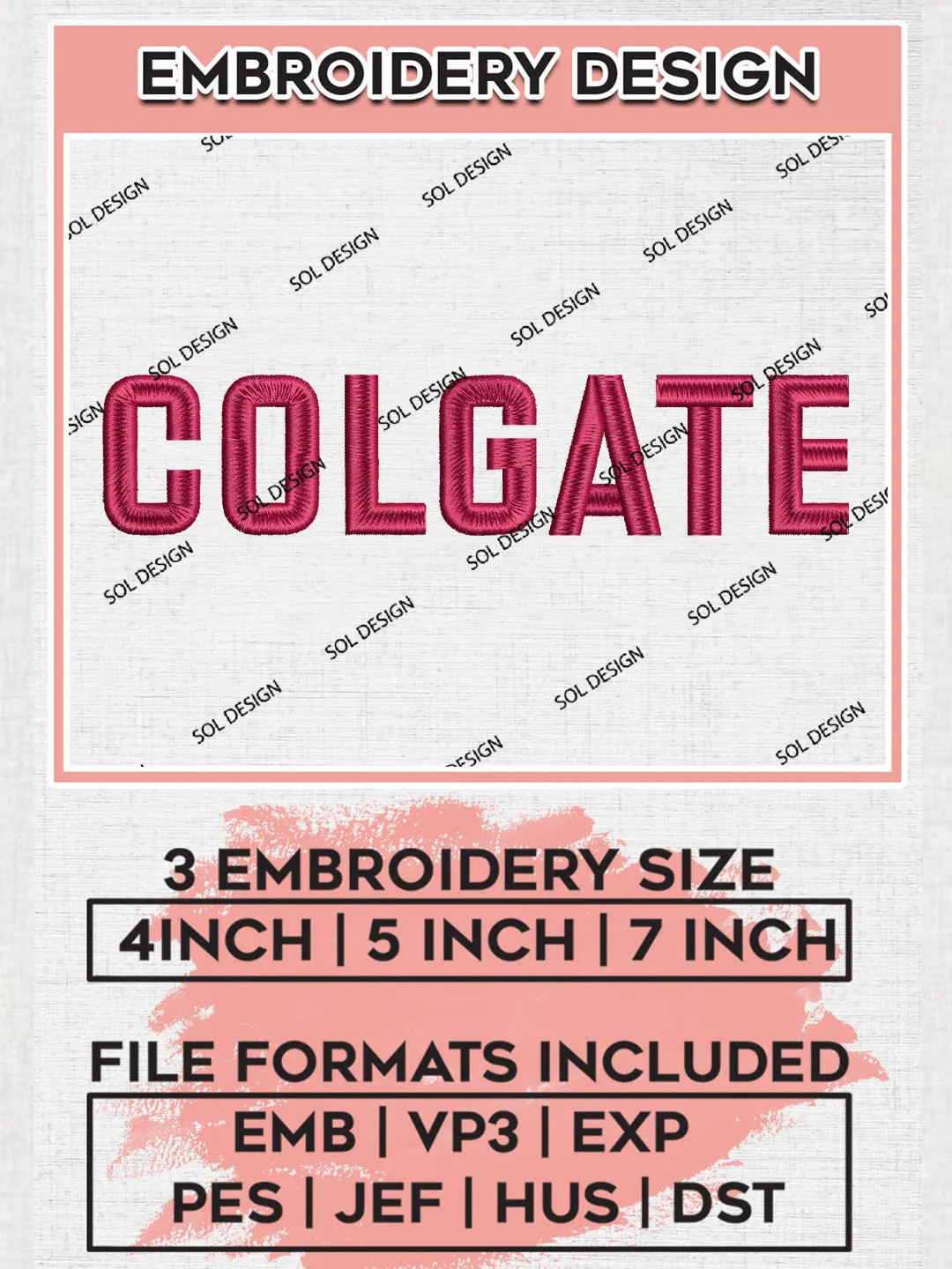 NCAA Colgate College Team Word Logo Embroidery Design Files, NCAA ...