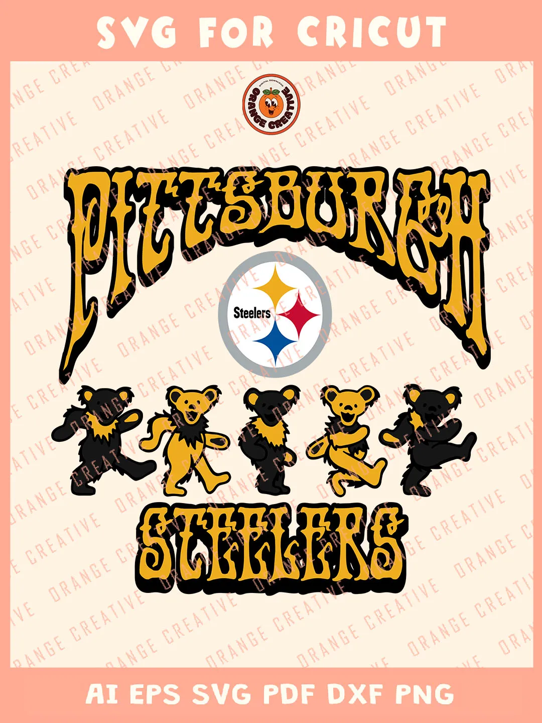 NFL Pittsburgh Steelers Team x Grateful Dead Dancing Bears Logo Svg ...
