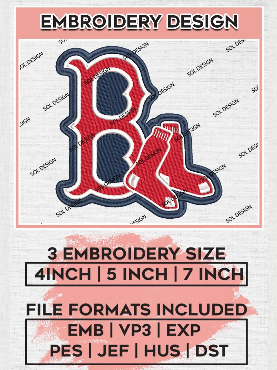 MLB Boston Red Sox Machine Embroidery Files, MLB Boston Red Sox Team ...