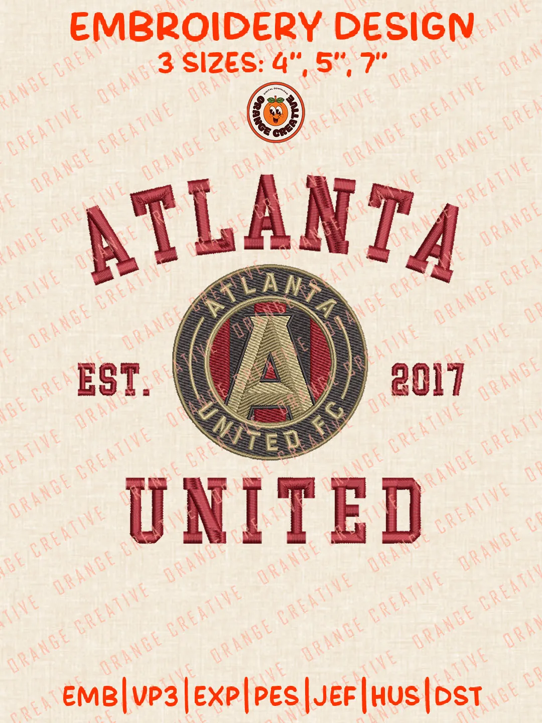 Atlanta United FC Est 2017 Logo Embroidery Files, MLS Atlanta United FC ...