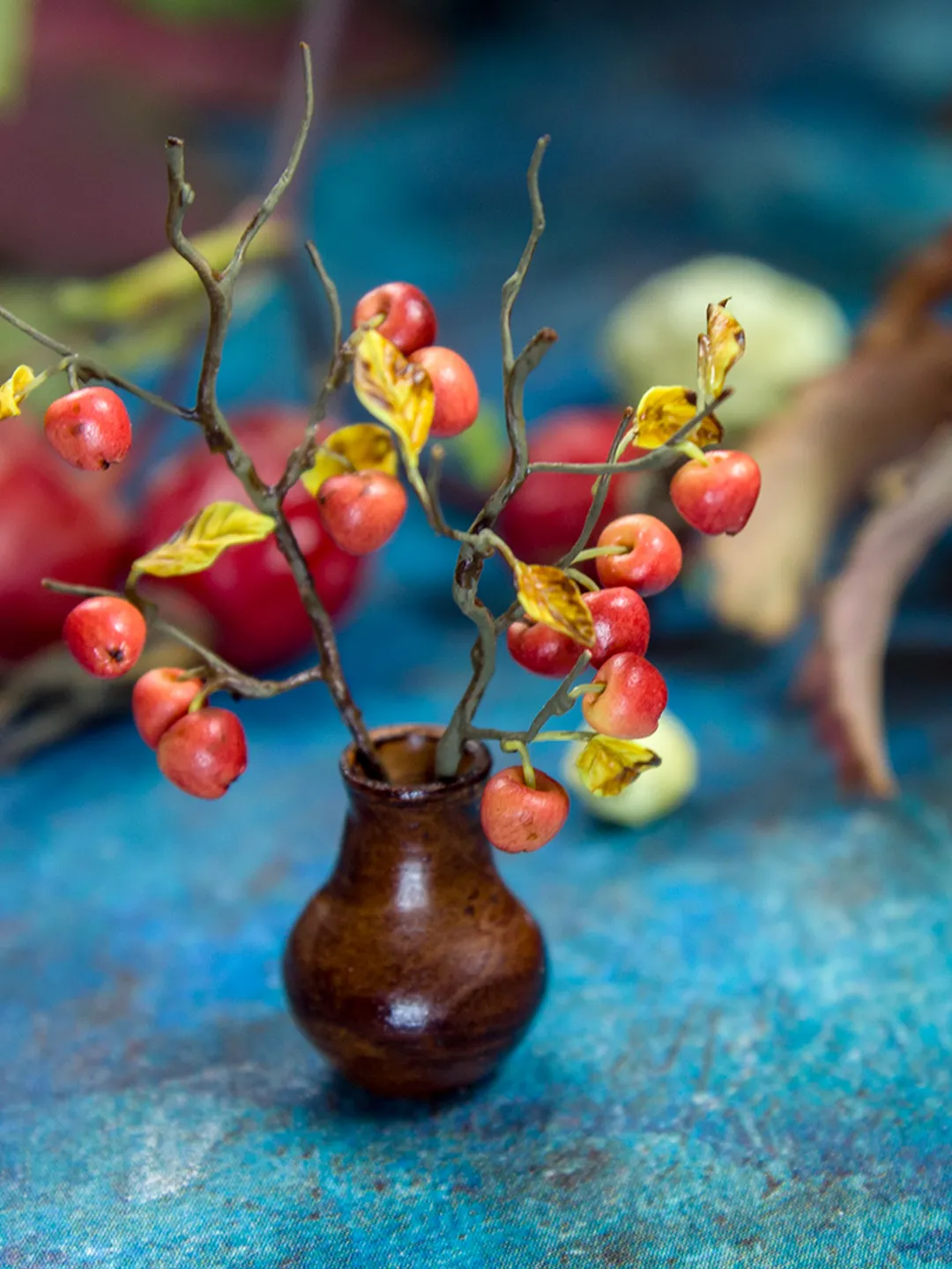 TUTORIAL Miniature wild apples on a branch made of polymer clay and air ...