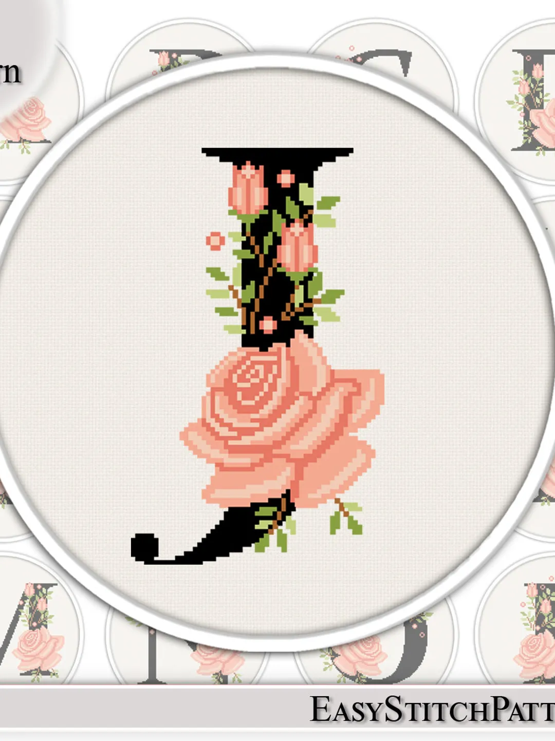 Letters in flowers | Set of patterns for Quilling | Initials A - Z