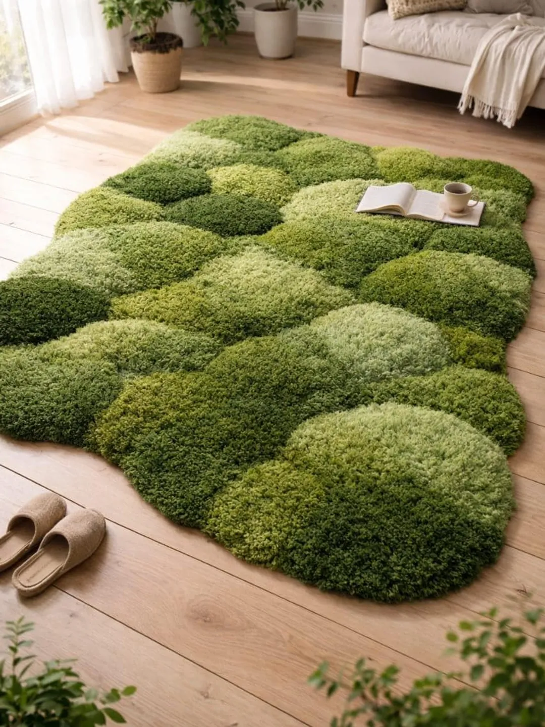 Green Moss Area Rug | Soft 3D Grass Texture Carpet for Living Room ...