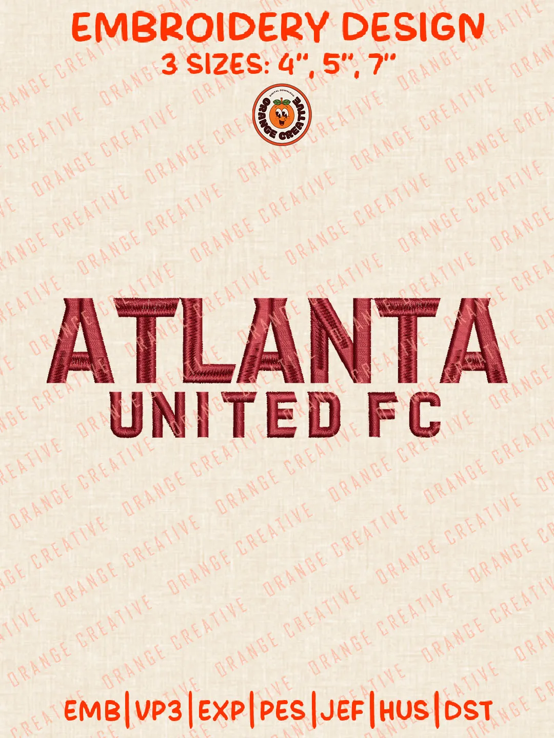 Atlanta United FC Wordmark Logo Embroidery Files, MLS Atlanta United FC ...