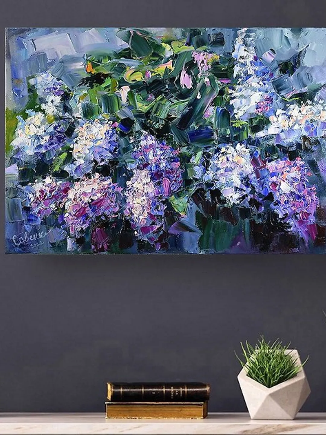 Lilac Painting Flower Original Art Floral Oil Canvas Artwork Impasto
