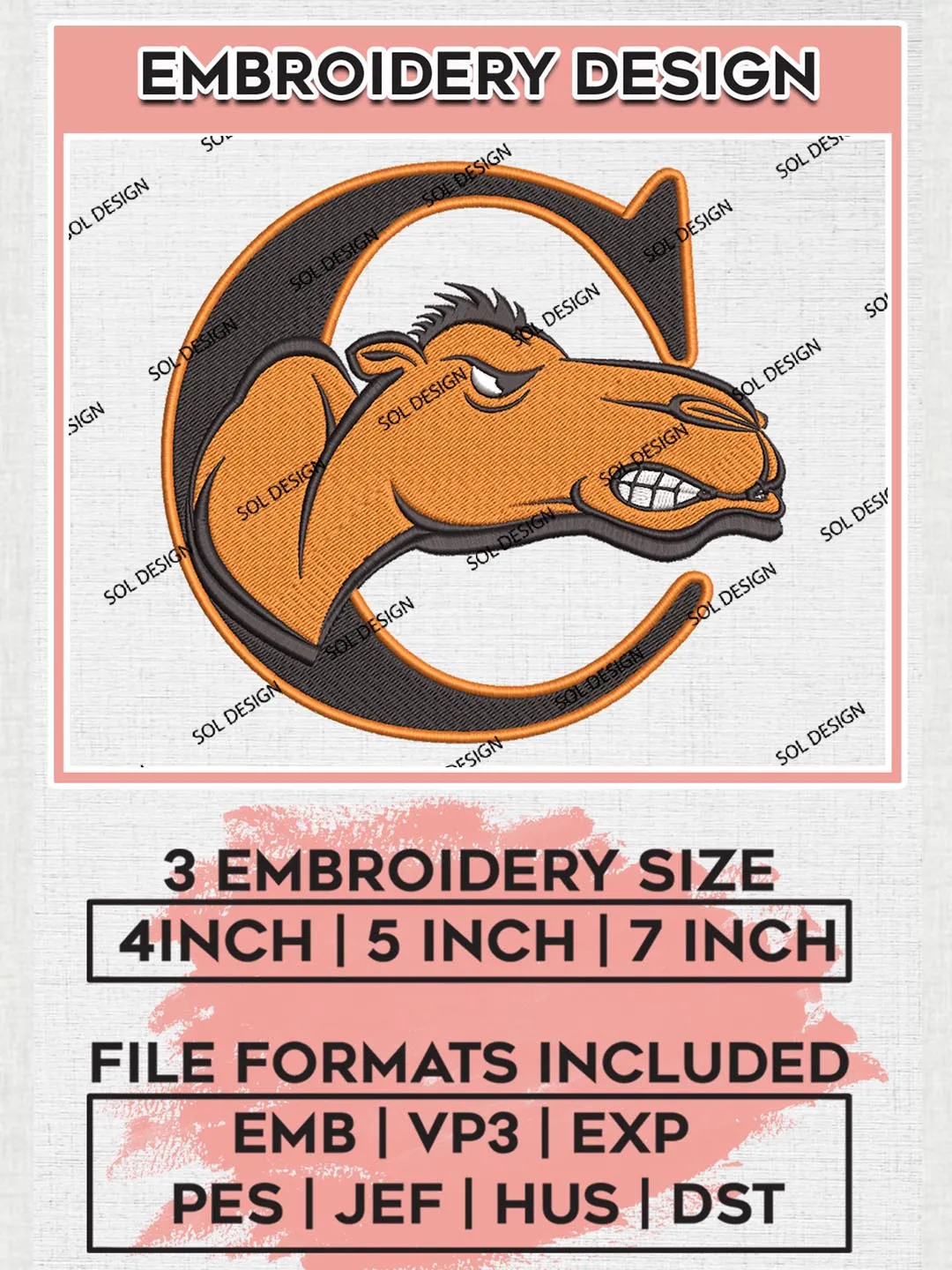 Campbell Fighting Camels Logo Machine Embroidery Design, NCAA Campbell ...