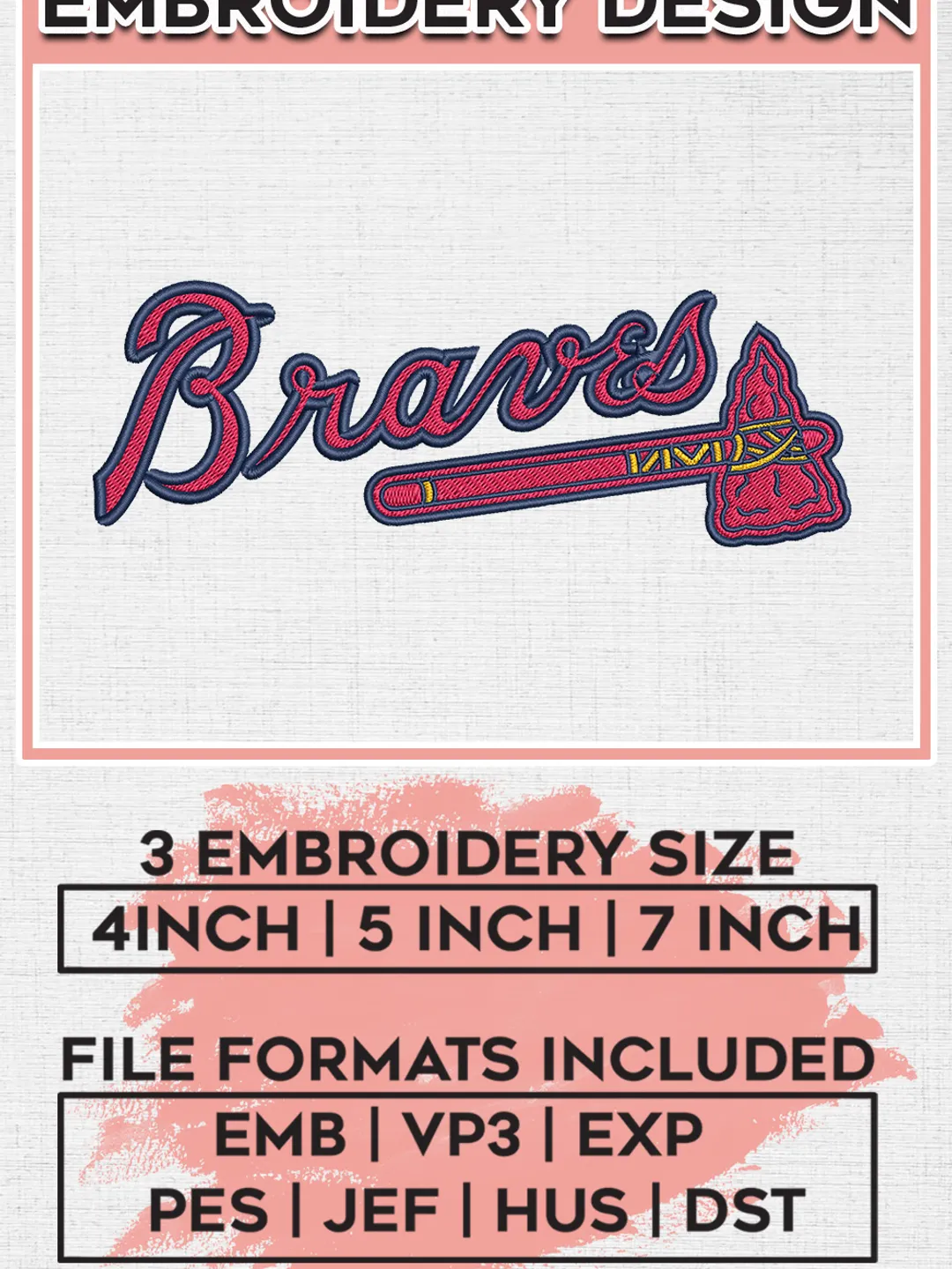 MLB Braves Baseball Team Logo Embroidery Design, MLB Atlanta Braves ...
