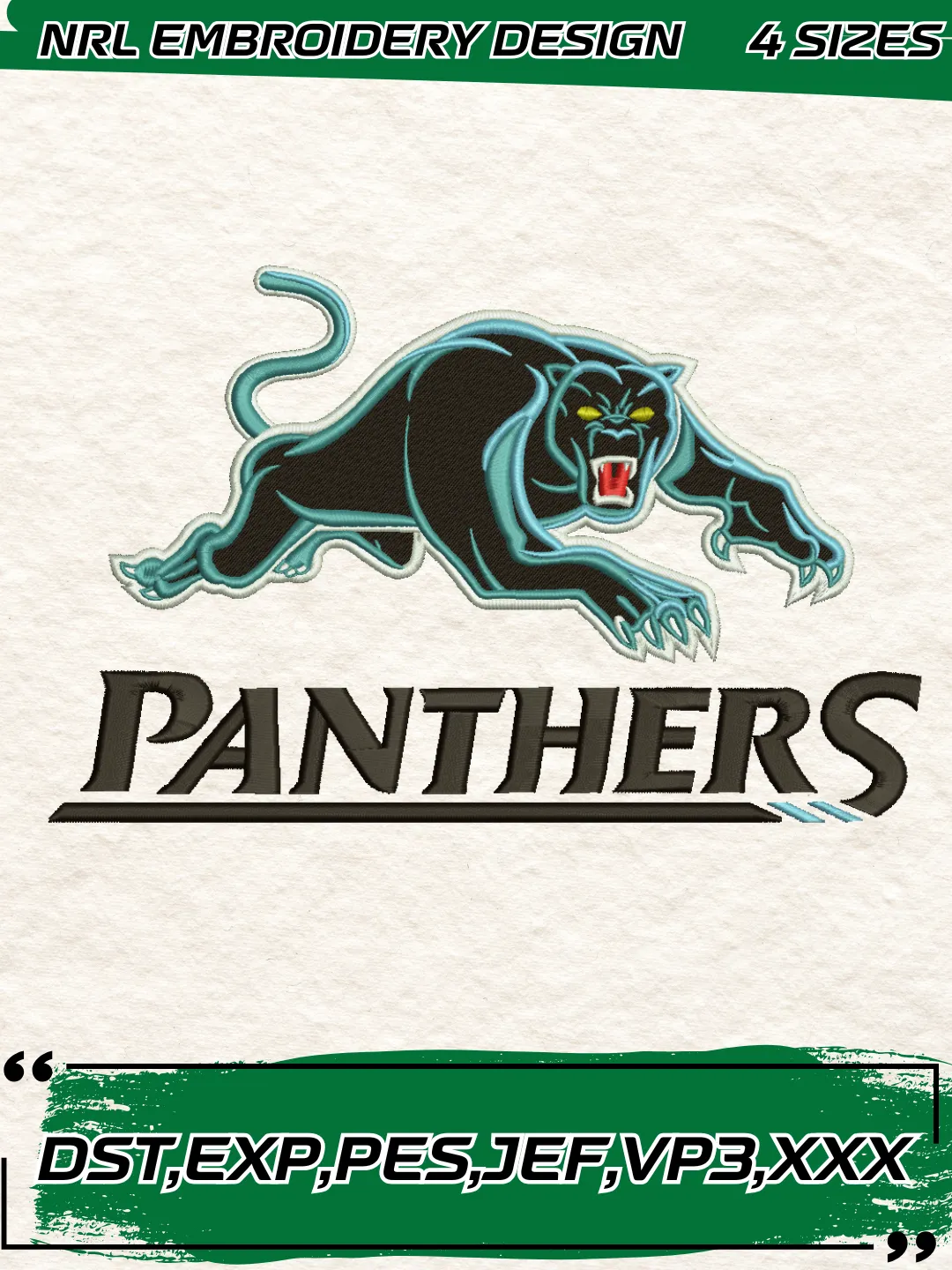 Penrith Panthers Embroidery Design,NRL Machine Embroidery Digitized Pes ...