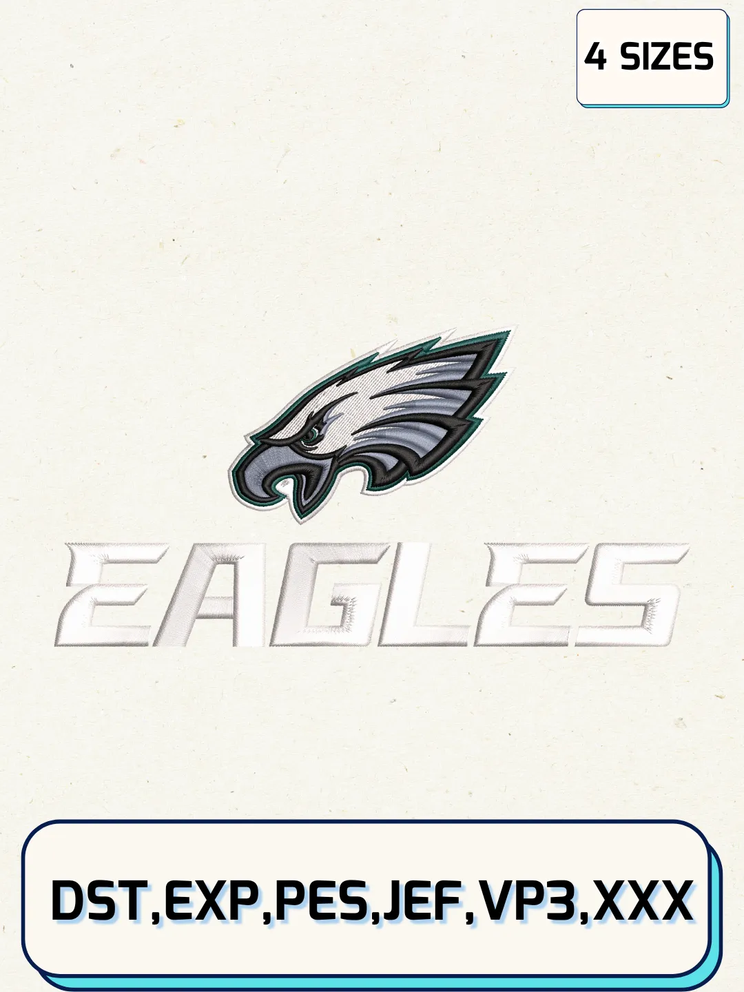 Philadelphia Eagles Logos Embroidery Design Files, NFL Logos Embroidery ...