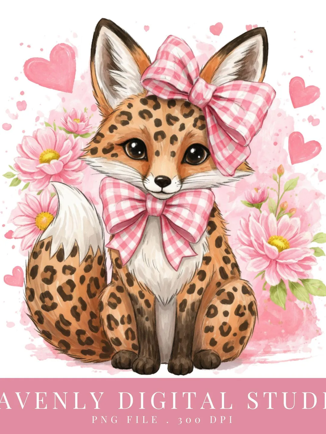Leopard Print Fox Png, Oil Paint Woodland Fox Png, Coquette Fox Png ...