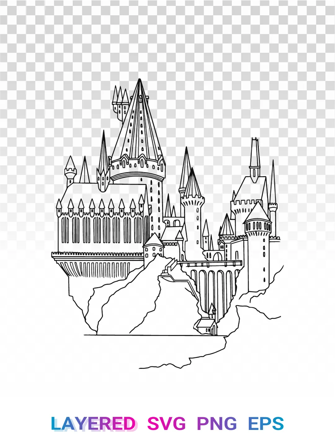 Detailed Hogwarts Castle SVG for the Ultimate Potterhead DIYer