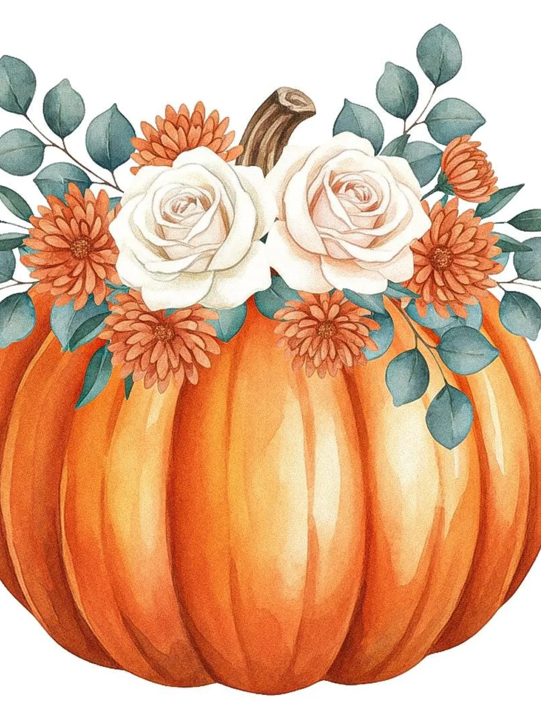 40 Fall Pumpkin Floral Clipart PNG Bundle, Autumn Harvest Wreath ...