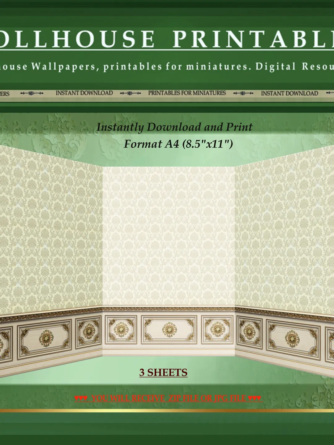 Wallpapers- Set 6-v1 | Printables for Dollhouses and Unique Miniature ...
