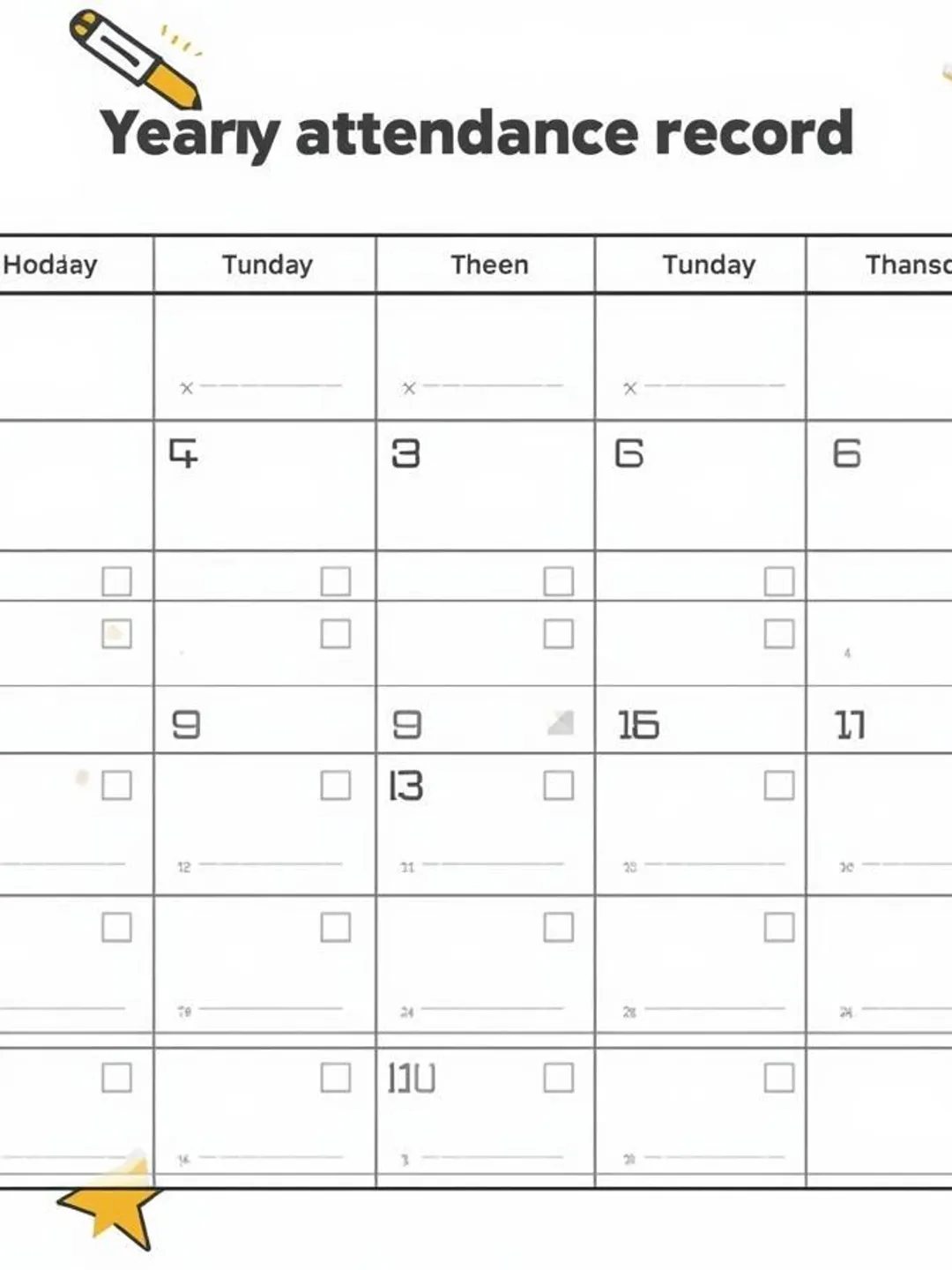 Editable Yearly Attendance Tracker | Printable Student & Employee ...