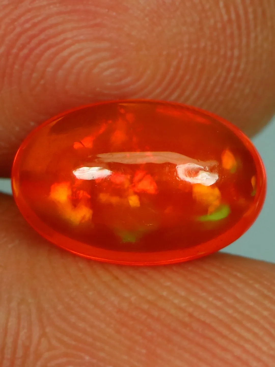 30 Ct Geometric Orange Fire Opal – Long Shield Cut Loose Gem