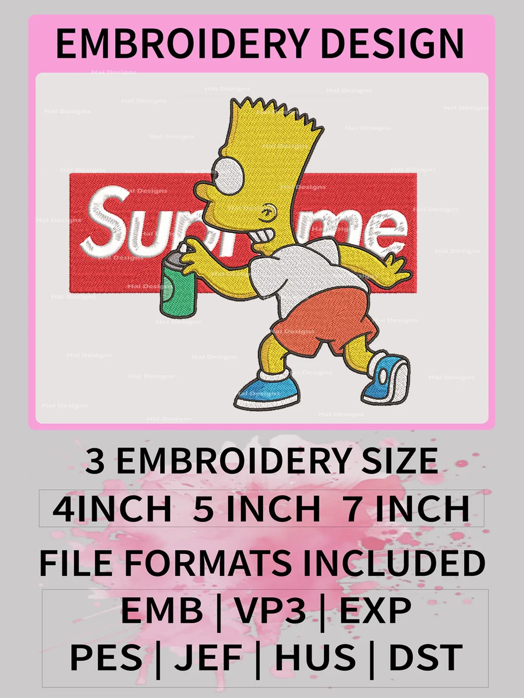 Bart Simpson Supreme Embroidery Designs – Streetwear Cartoon Machine ...