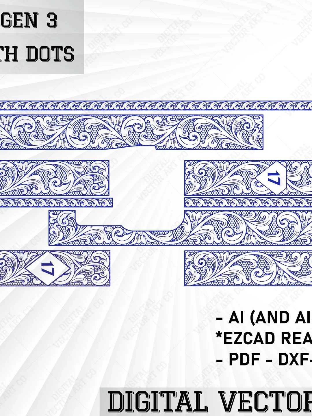 Glock 17 Gen 3 Scroll Ornamental with Dots Engraving Design – engraving ...