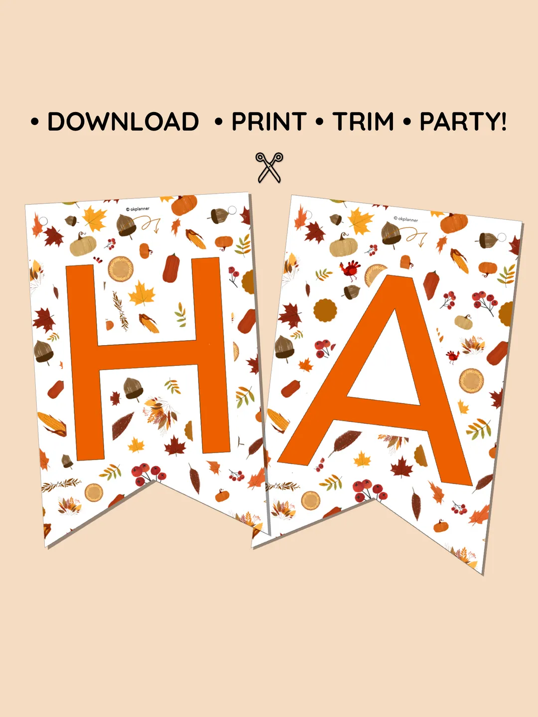 Printable Thanksgiving banner set. DIY Fall Garland Decor. Thanksgiving ...